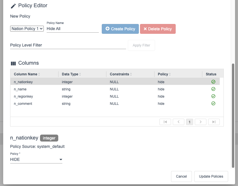 Row and Column Level Security