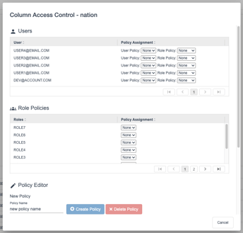 Row and Column Level Security
