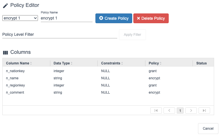 Row and Column Level Security